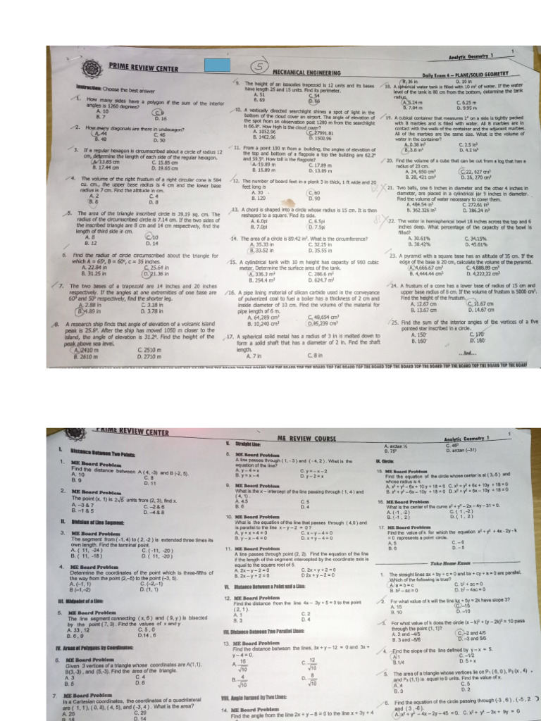5 - Math (Trigo and Solid, Analytic 1) | PDF