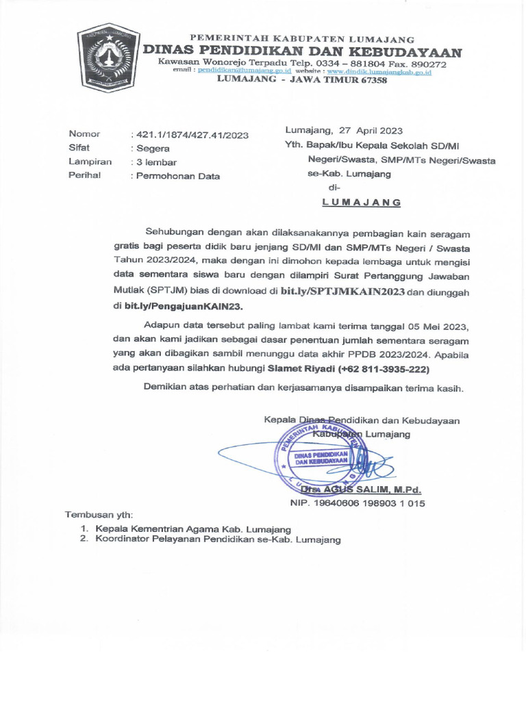 Permintaan Data Sementara Siswa Baru Tp 2023 2024 Pdf
