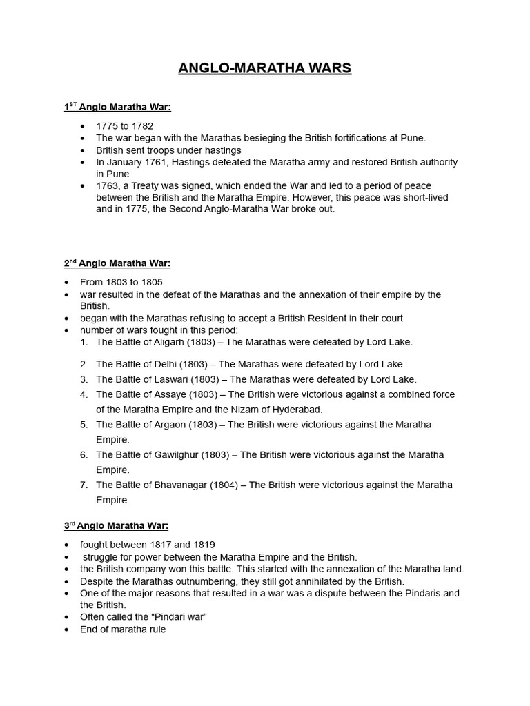 Anglo Maratha Wars | PDF