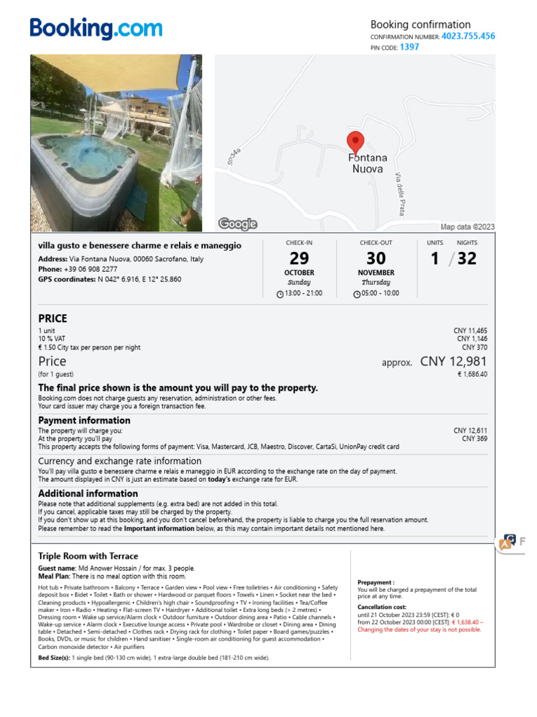 Booking Confirmation Sample | PDF | Payments