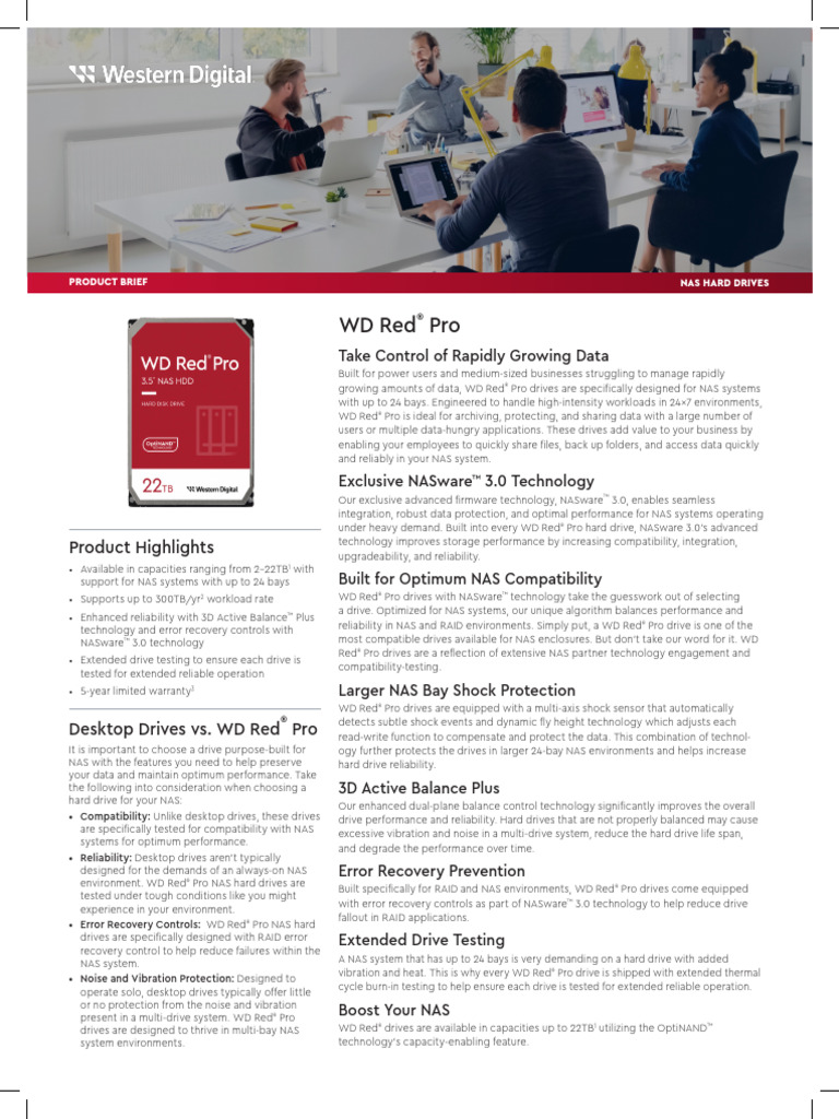 Product Brief Western Digital WD Red Pro HDD | PDF | Hard Disk Drive | Reliability Engineering