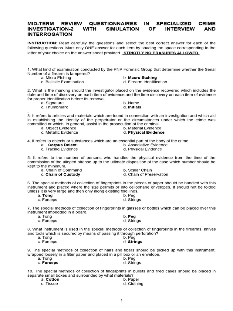 Cdi 3 Mid Term Review Questionnaires | PDF