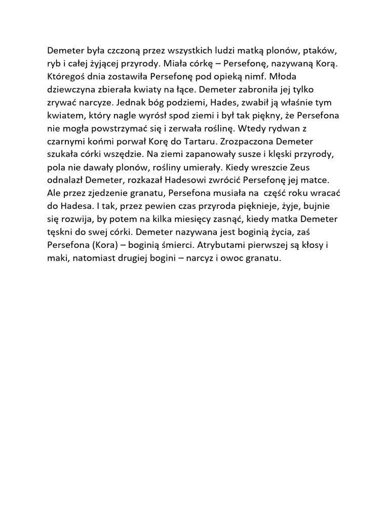 Mit o Demeter I Korze | PDF