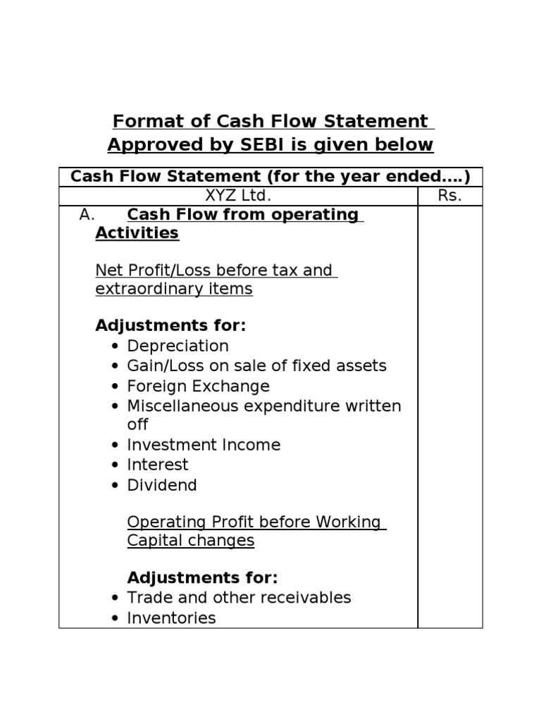 Format of Cash Flow Statement | PDF | Cash Flow Statement | Dividend