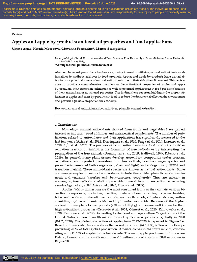 Apples and Apple By-Products Antioxidant Properties and Food Applications | PDF | Polyphenol ...