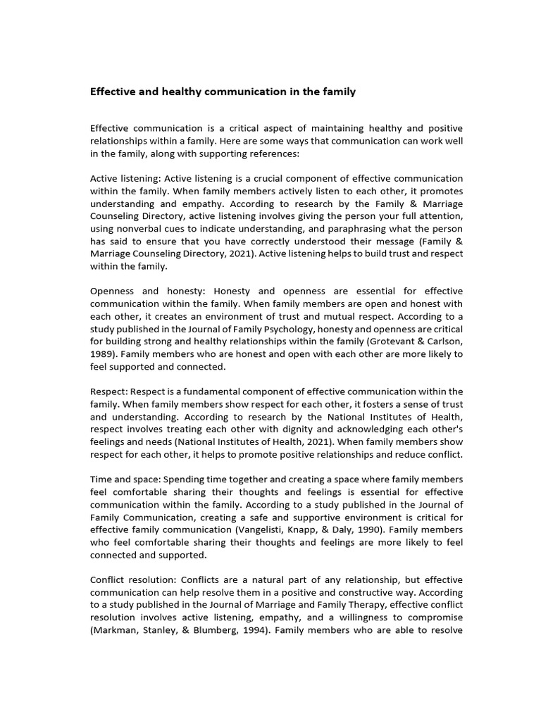 Effective and Healthy Communication in The Family | PDF | Communication ...