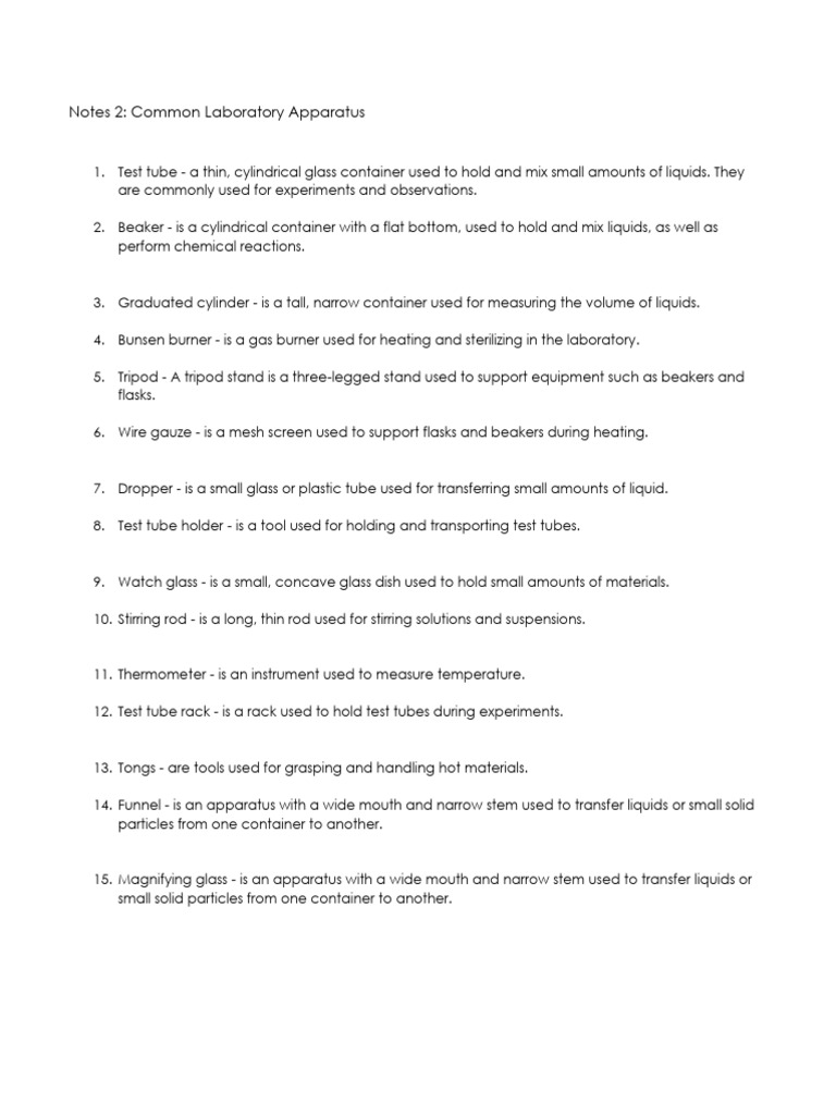 Common Laboratory Apparatus | PDF