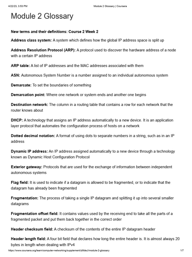 Module 2 GlossaryY - Coursera | PDF
