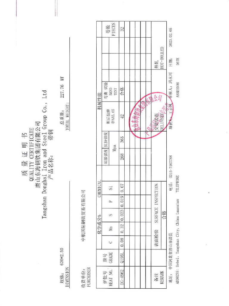 Mill Test Certificate | PDF