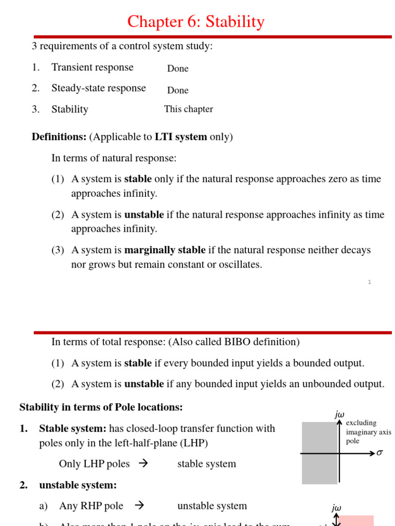 Chapter 6: Stability: Definitions: (Applicable To LTI System Only) | PDF