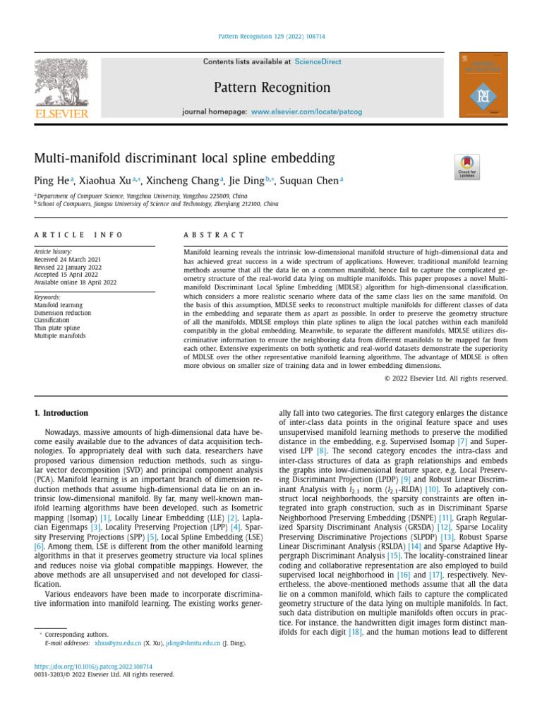 Multi-Manifold Discriminant Local Spline Embedding | PDF Multi-Manifold Discriminant Local Spline Embedding | PDF