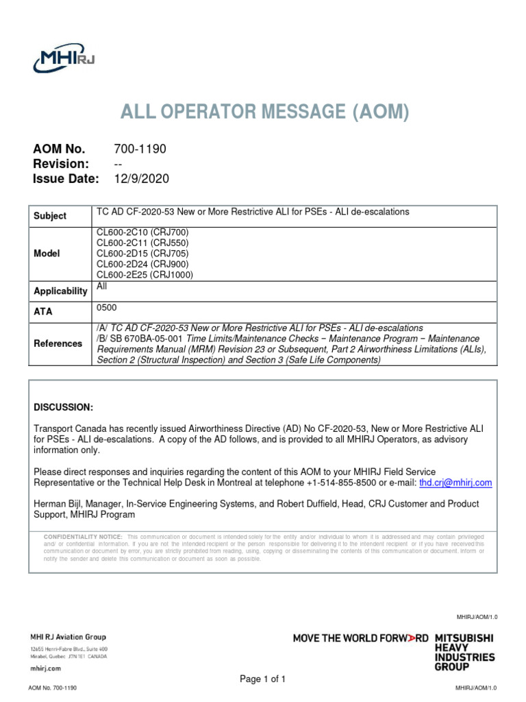 All Operator Message (Aom) : Aom No. Revision: Issue Date | PDF