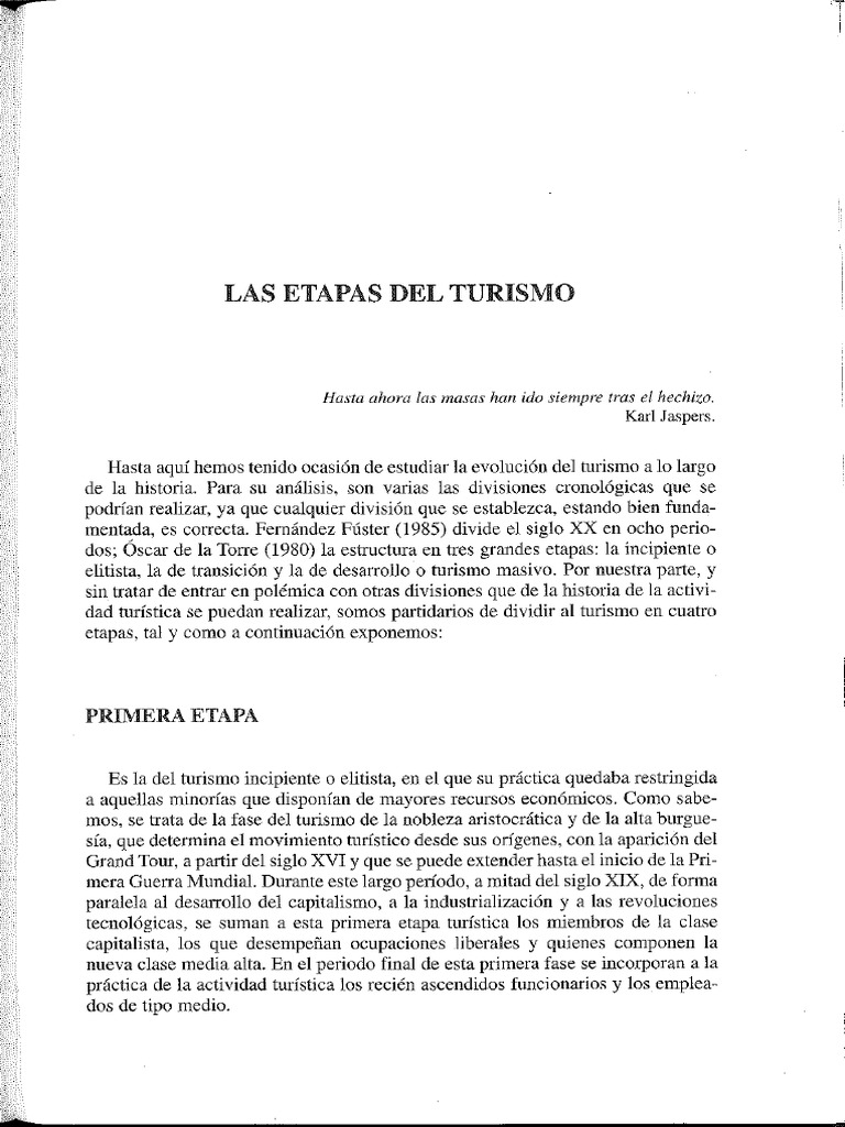 Etapas Del Turismo Segun Manuel Martinez | PDF