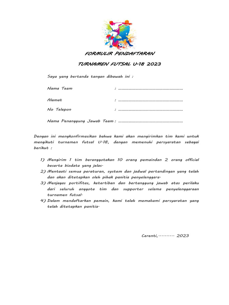 Formulir Futsal 2023 | PDF