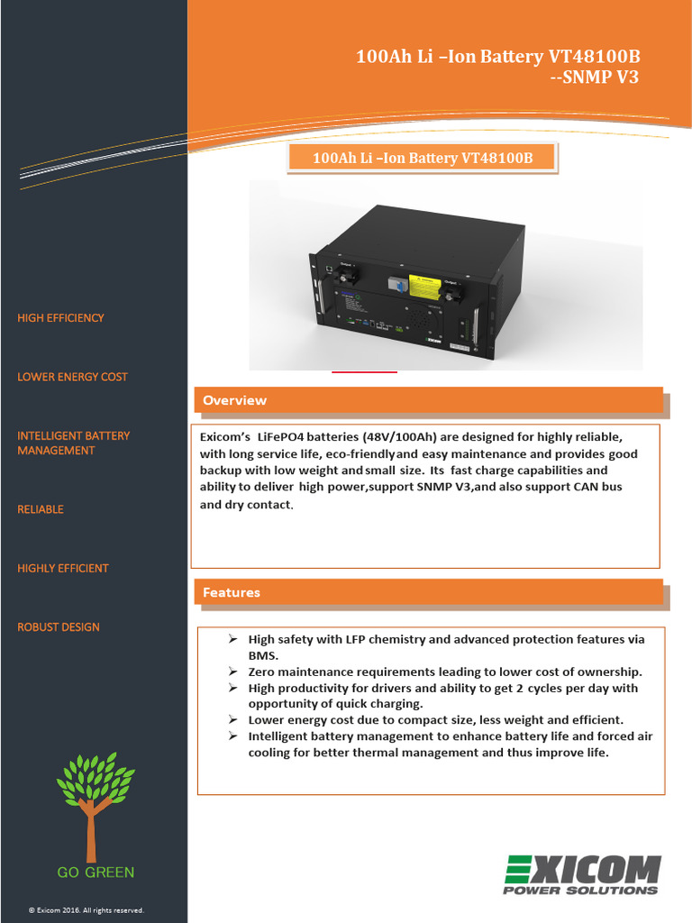 Catalog Lithium Battery 100ah With SNMP | PDF