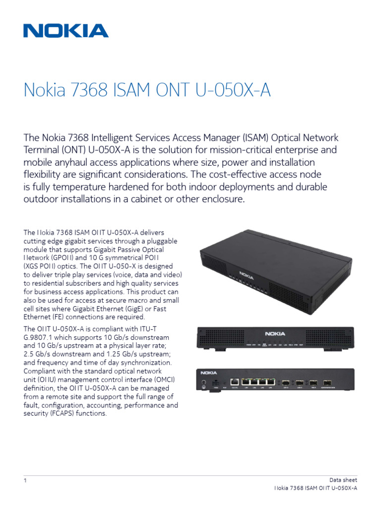 1 Data Sheet Nokia 7368 ISAM ONT U-050X-A | PDF | Computers