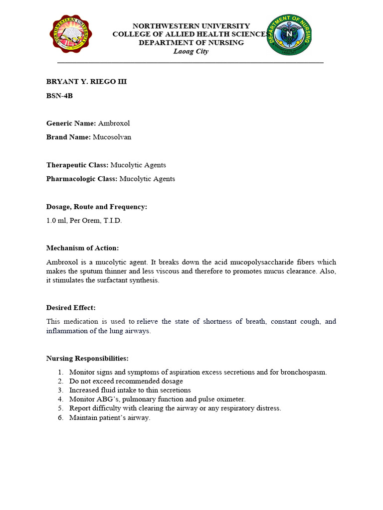 Drug Study Ambroxol | PDF