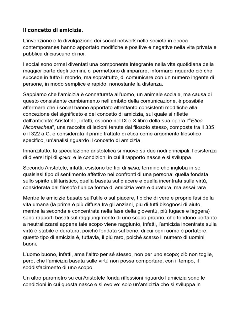 Amicizia in Aristotele e Cicerone | PDF