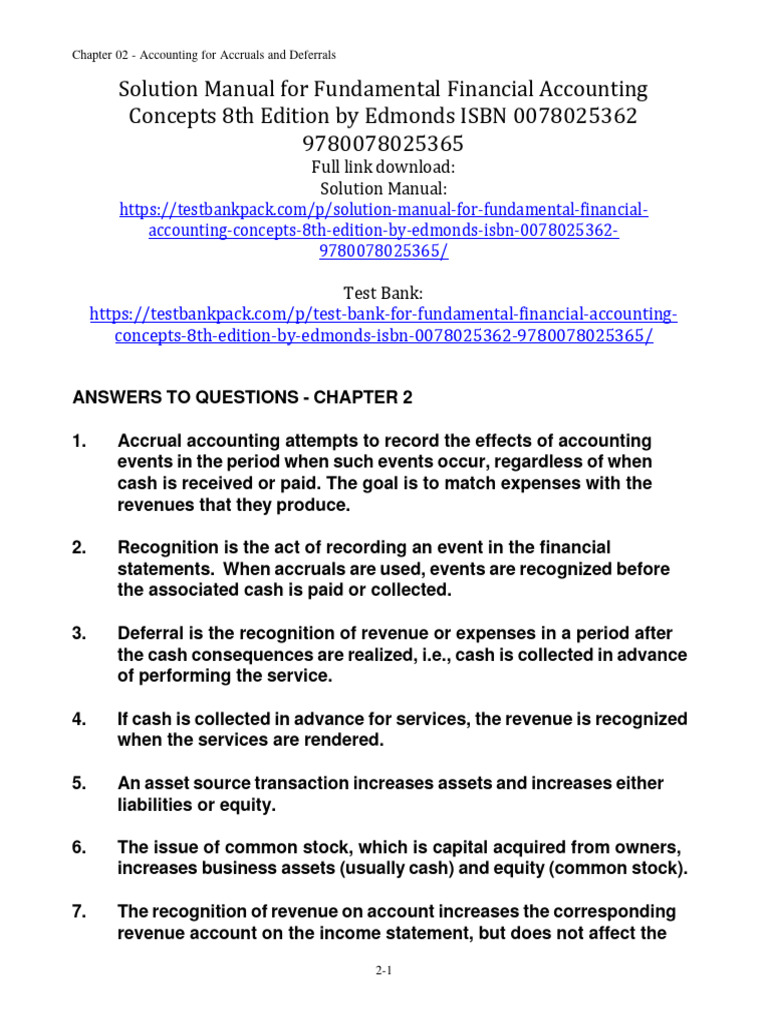 Solution Manual For Fundamental Financial Accounting Concepts 8th ...