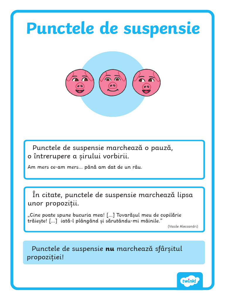 Semnele de Punctuatie Punctele de Suspensie - Plansa Explicativa | PDF