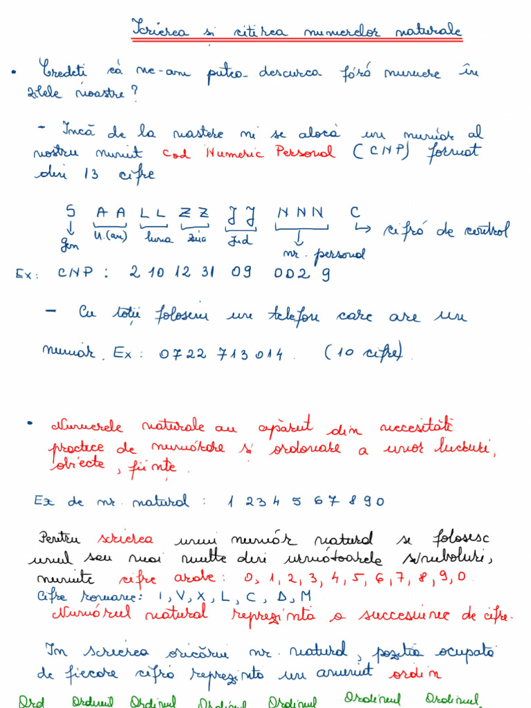 Lectia 1 - Scrierea Si Citirea Numerelor Naturale | PDF