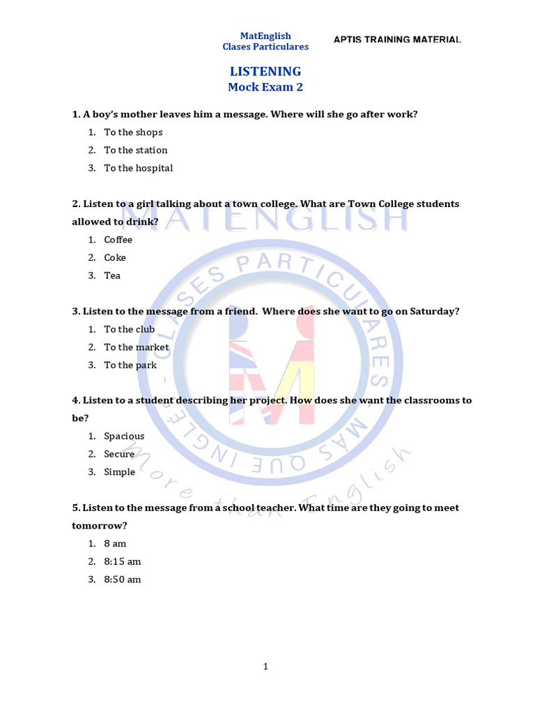 Simulacro 2 Listening | PDF