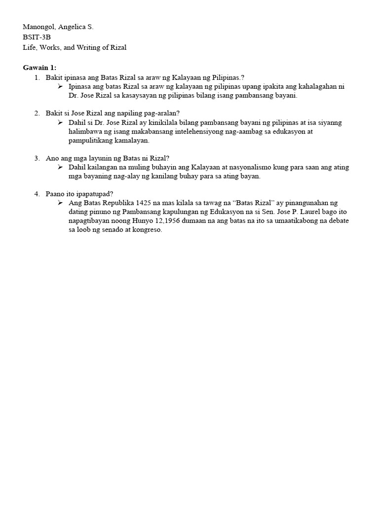 Life, Works and Writing of Rizal | PDF