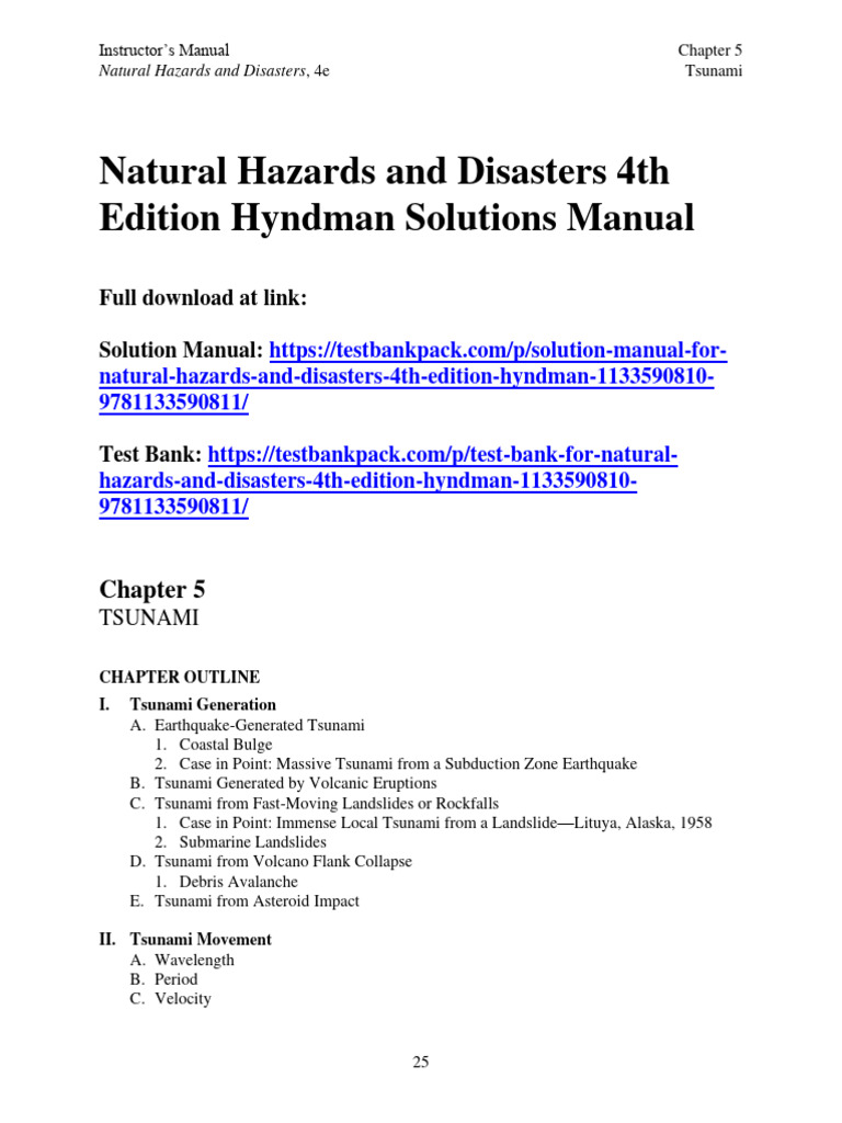 Natural Hazards and Disasters 4th Edition Hyndman Solutions Manual 1 | PDF