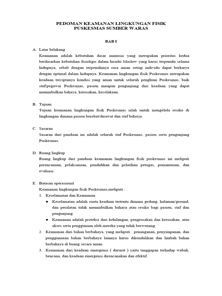 Pedoman Keamanan Lingkungan Fisik | PDF