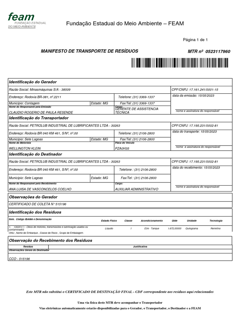 MTR 0523117960-2023 | PDF