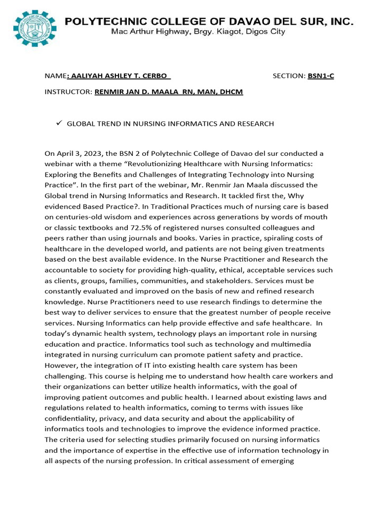 Cerbo - Fundamentals of Nursing Practice Reflection Paper | PDF ...