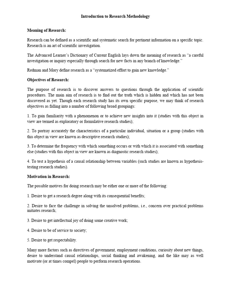 Introduction To Research Methodology | PDF | Methodology | Scientific ...