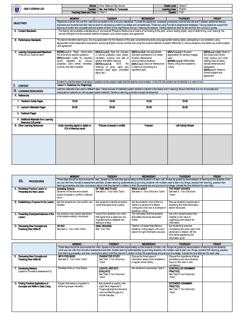 DLL - 1st Quarter - wk3 | PDF
