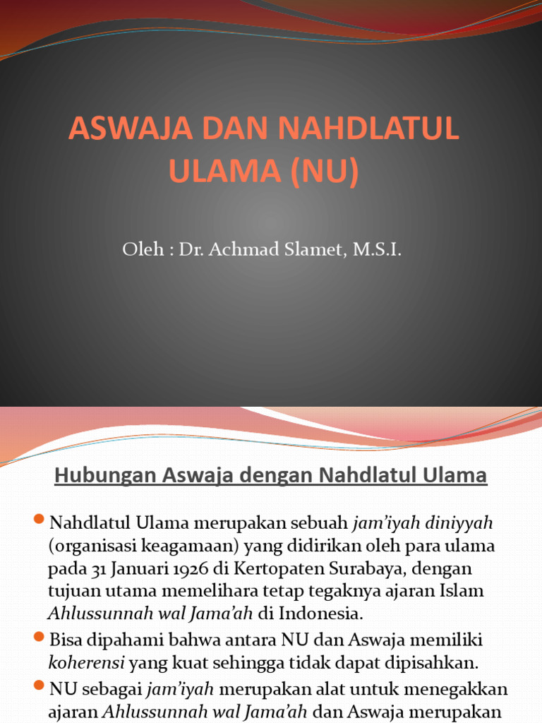 Pertemuan 5 Aswaja Dan Nahdlatul Ulama (Nu) | PDF