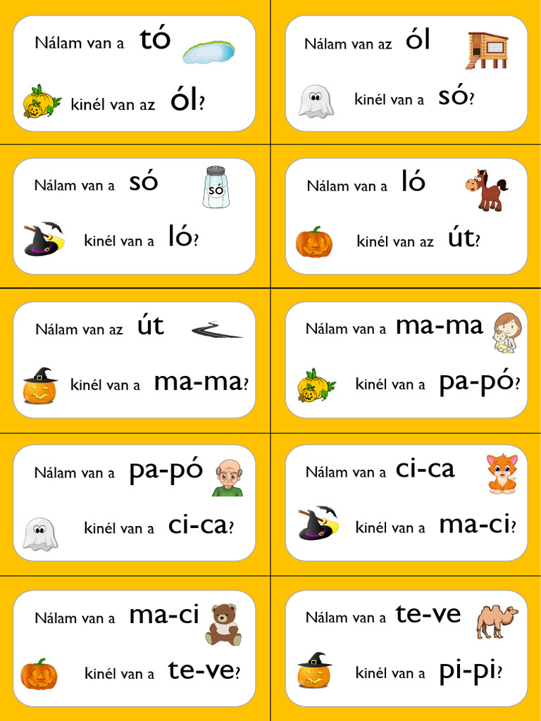 Nálam Van, Kinél Van Szavak K-Ig HALLOWEEN-ES | PDF
