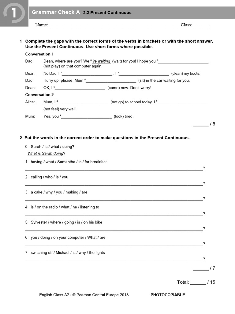 ECA2 - Tests - Grammar Check 2.2A - 2018 | PDF