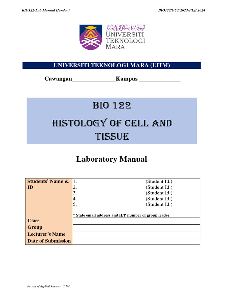 Histology Lab Manual UiTM | PDF