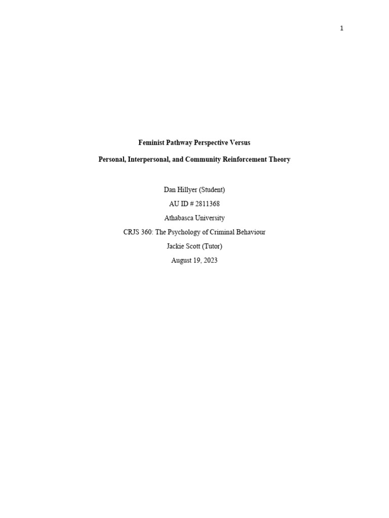 Feminist Pathway Perspective Versus | PDF