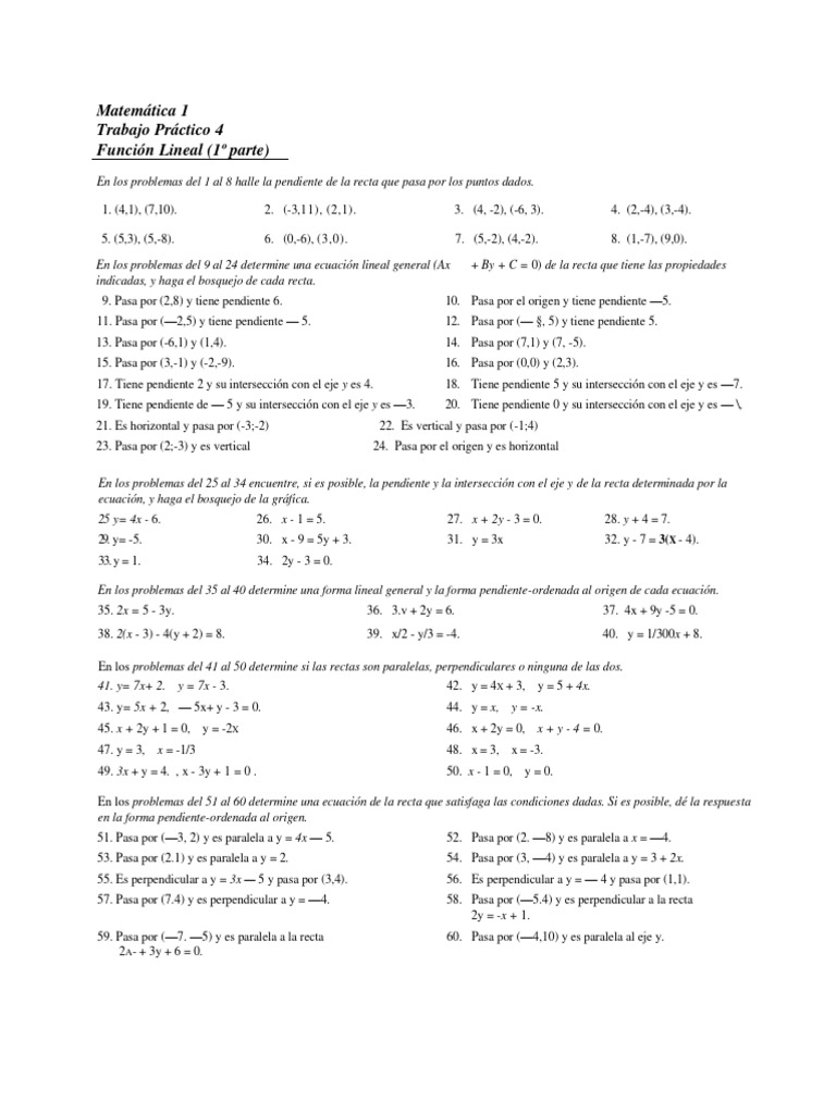 TP 4 - Función Lineal 1º Parte | PDF