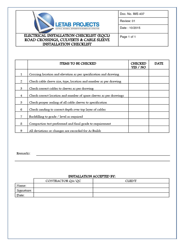 IMS 437 - EQCL - Road Crossings, Culverts Cable Sleeve Installation ...