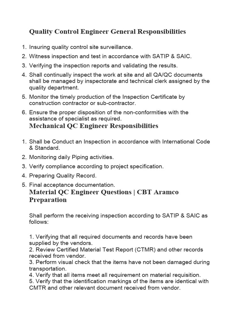 Quality Control Engineering Guide | PDF | Specification (Technical ...