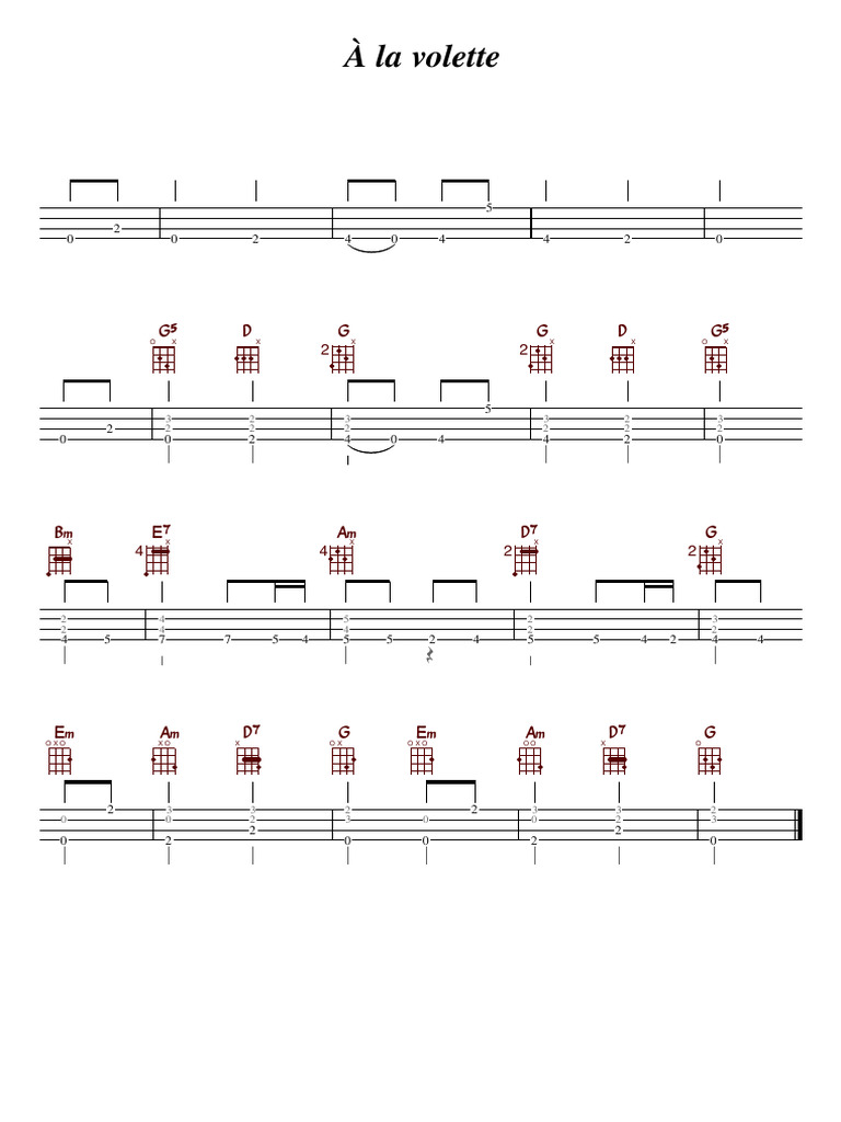 À La Volette - TAB Ukulélé | PDF