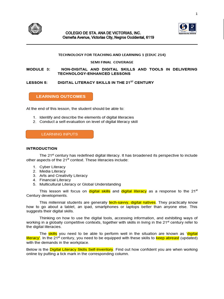 Lesson 5 Digital Literacy Skills | Download Free PDF | Social Media ...