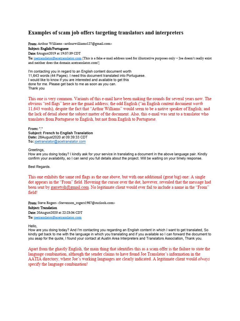 Scam Job Offer Samples | PDF