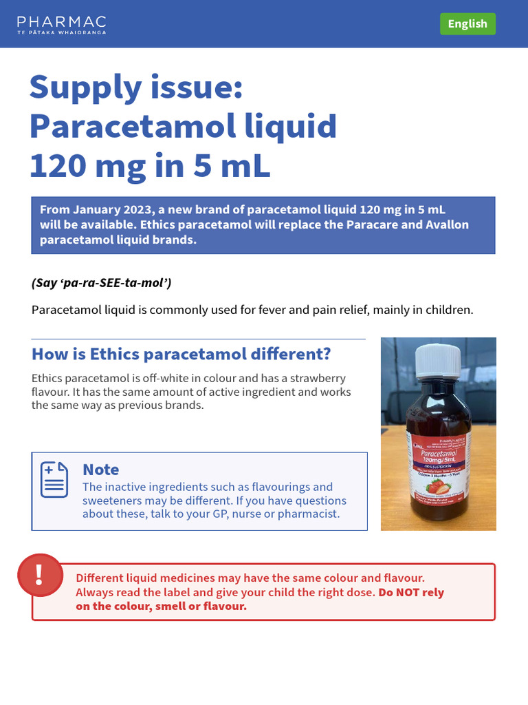 Paracetamol Liquid Issue English Factsheet0 | PDF
