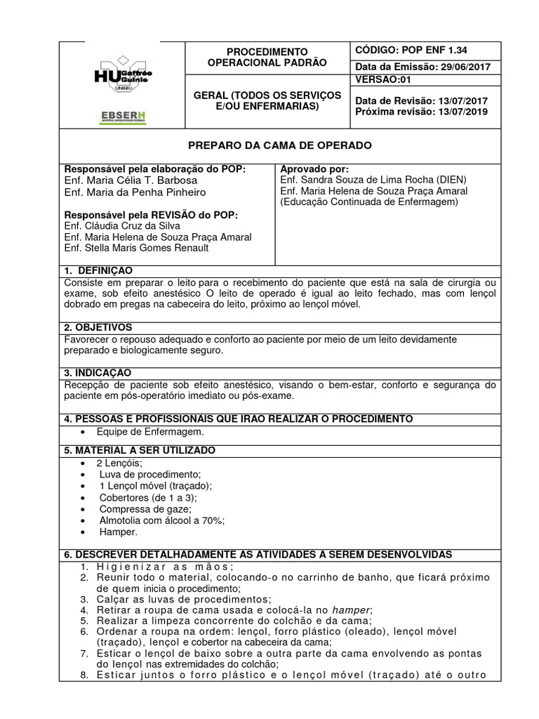 Pop 1 34 Preparo Da Cama de Operado | PDF