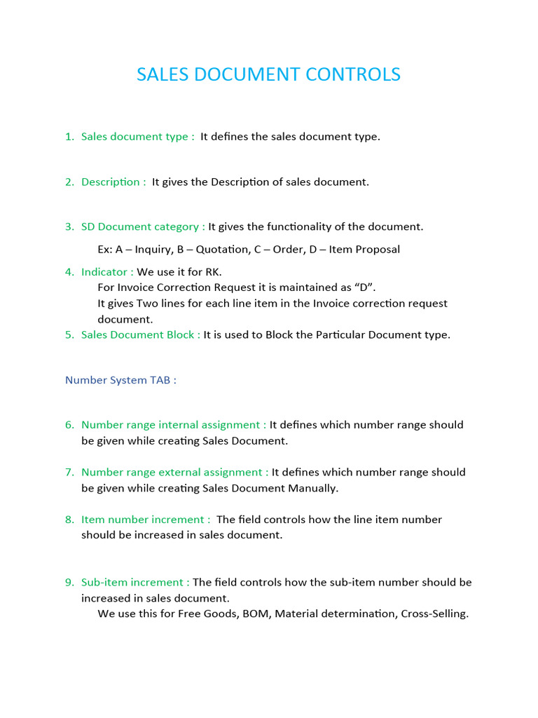 Sales Document Controls | PDF