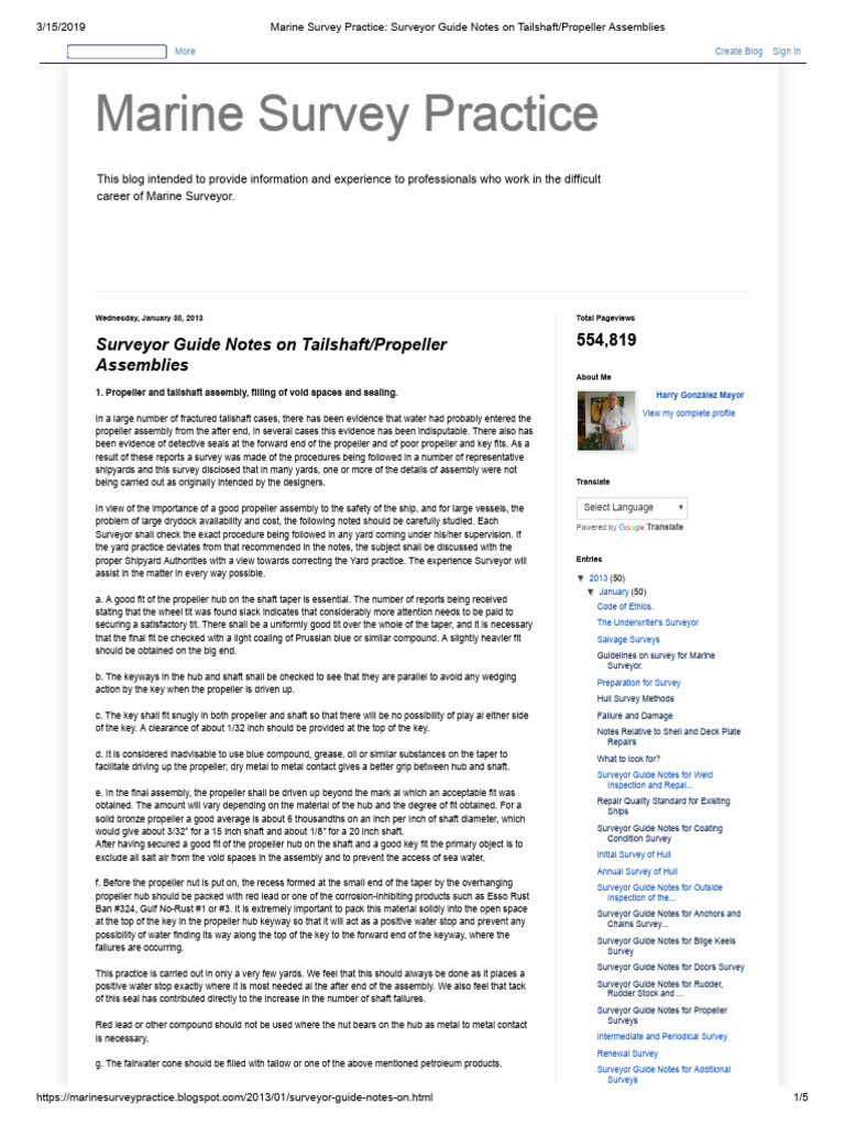 Marine Survey Practice - Surveyor Guide Notes On Tailshaft - Propeller ...