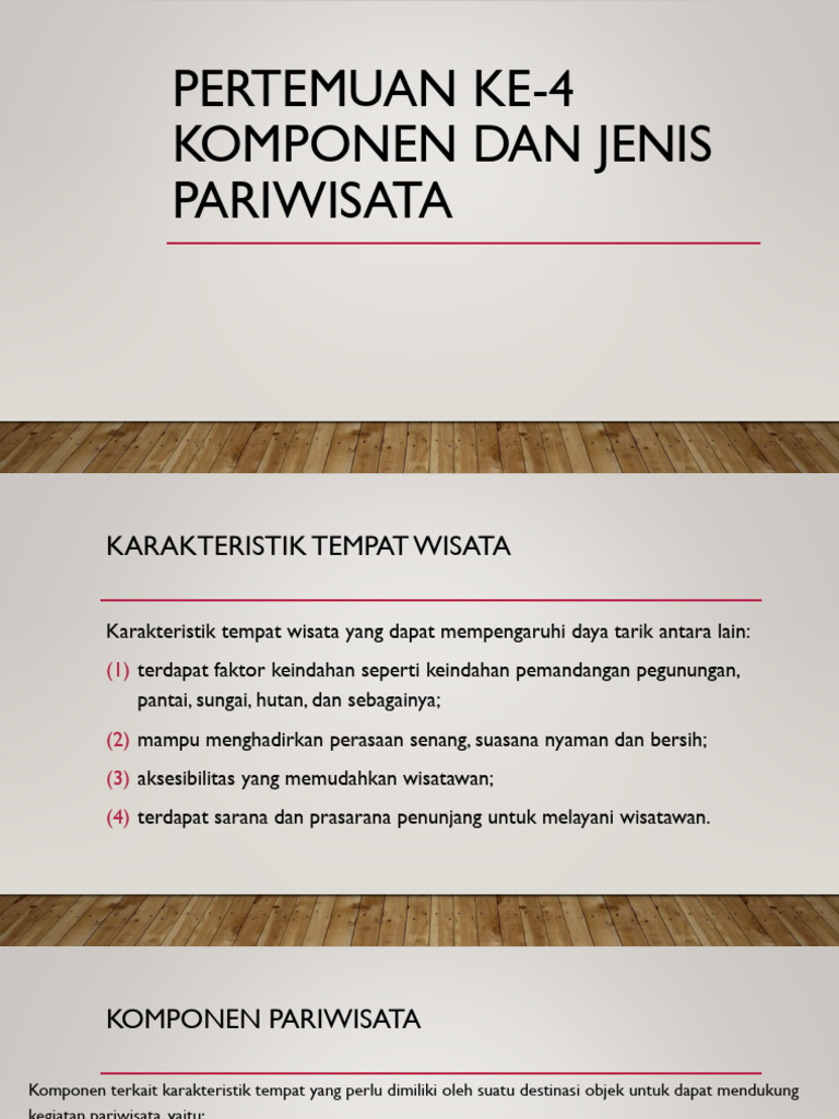 Pertemuan Ke-4 Komponen Dan Jenis Pariwisata | PDF