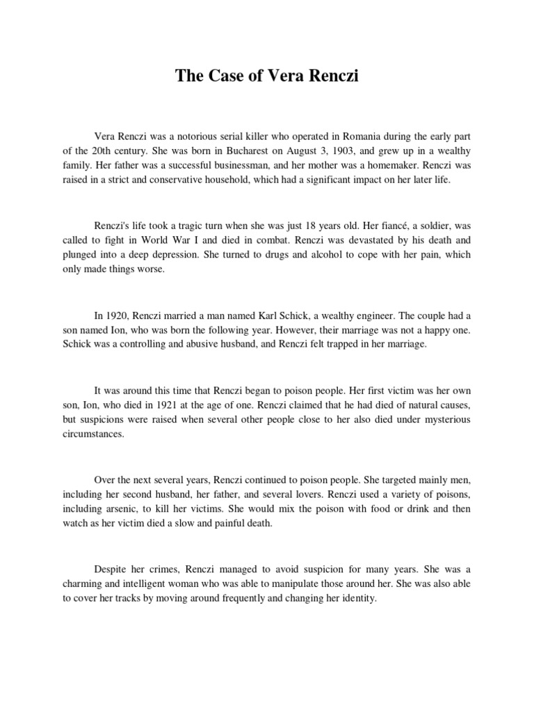 The Case of Vera Renczi | PDF | Mystery, Thriller & Crime Fiction